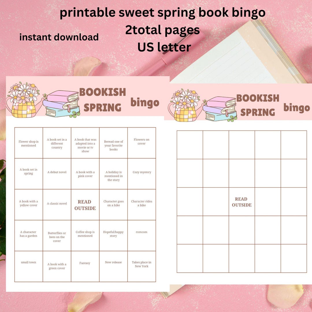 Printable Spring Book Bingo, 2025 Book Spring Challenge Bingo, Book ...