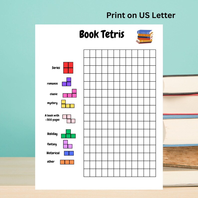 Printable 2026 Book Tracker: Tetris Reading Log (US Letter) Digital ...