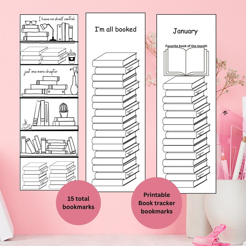 Printable Book Tracker Bookmark, Bookshelf Bookmark, 2025 Reading ...