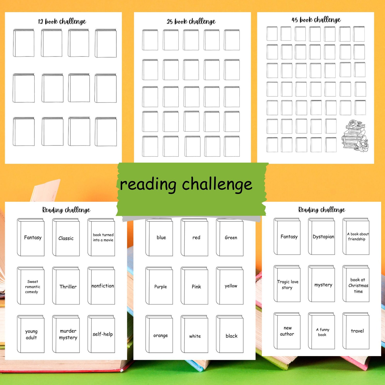Printable Reading Challenges, Book Club Activity, Reading Tracker 2024 ...