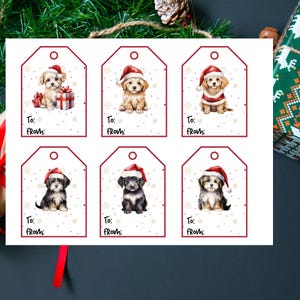 Printable Dog Christmas Gift Tags, Cute Dog Tags for Christmas, 12 ...