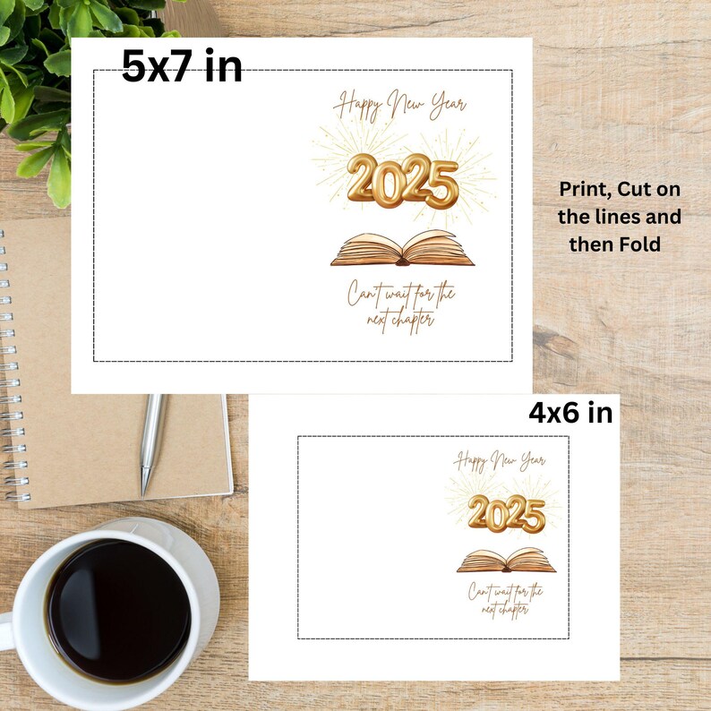Printable New Years 2025 Greeting Card, Next Chapter Book Lover Happy ...