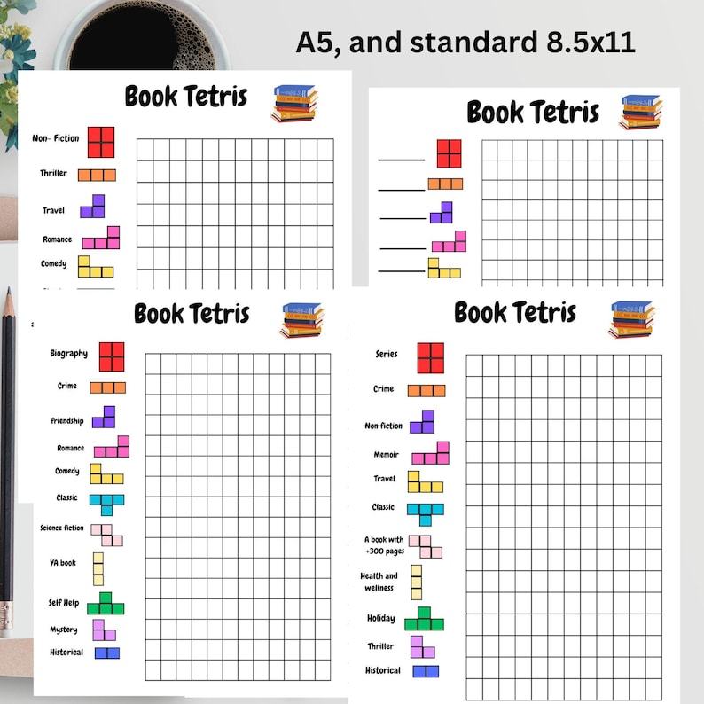 Printable 2026 Book Tracker: Tetris Reading Log (US Letter/a5 PDF) - Etsy