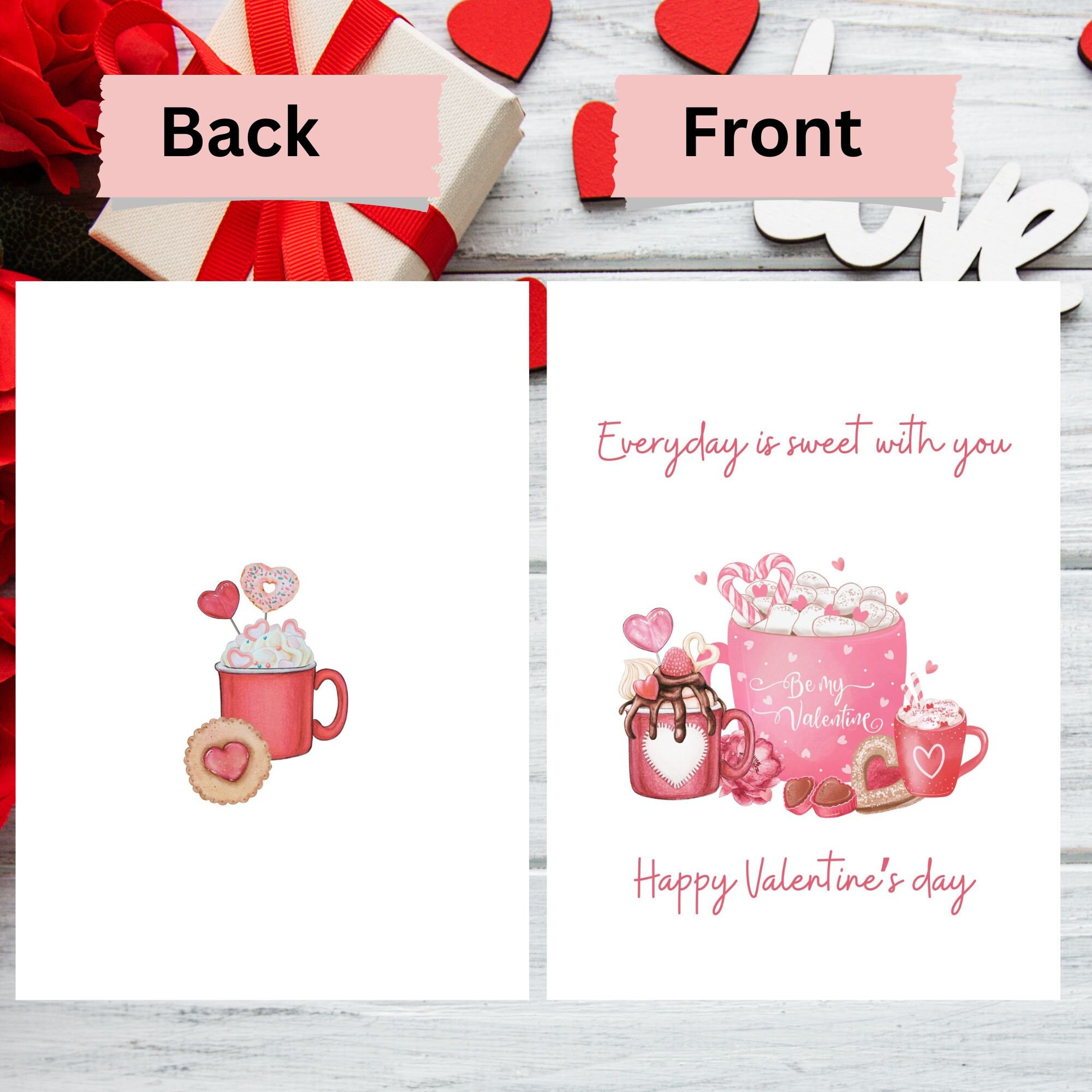 Printable Valentines Day Cards, Digital Valentines Cards, Sweet Pink ...