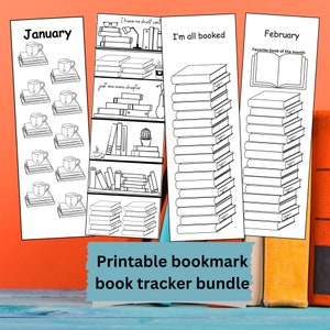 Printable Bookmark Book Tracker Bundle, 27 Printable Reading Tracker ...
