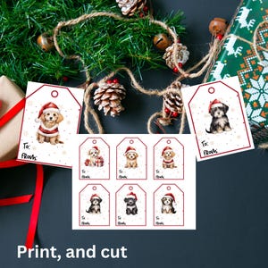 Printable Dog Christmas Gift Tags, Cute Dog Tags for Christmas, 12 ...