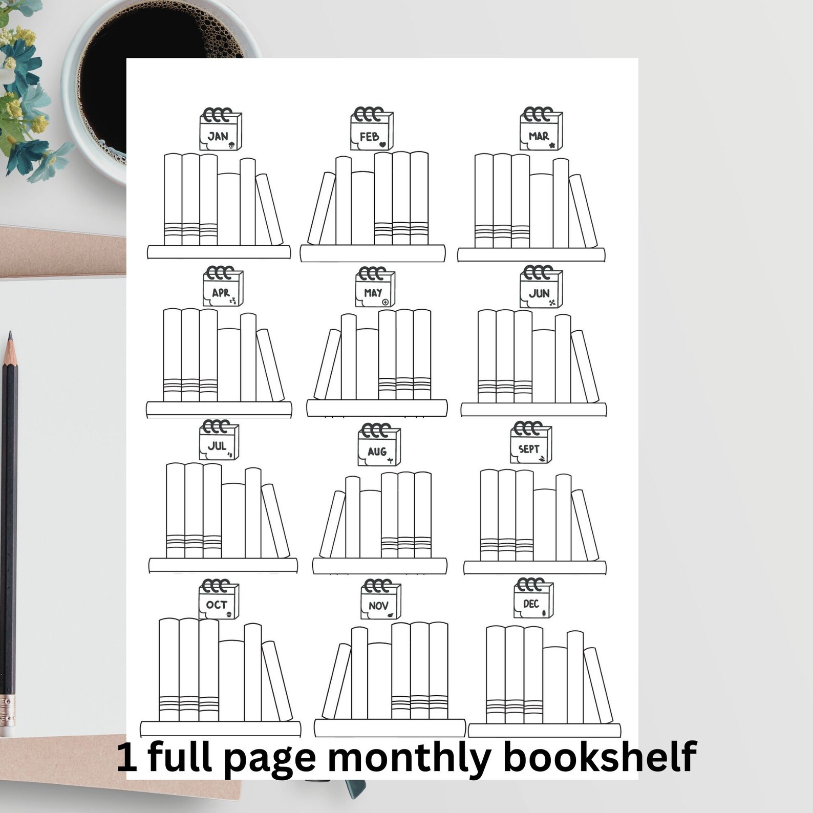 Printable Reading Tracker, Monthly Book Tracker, Bookshelf Tracker ...