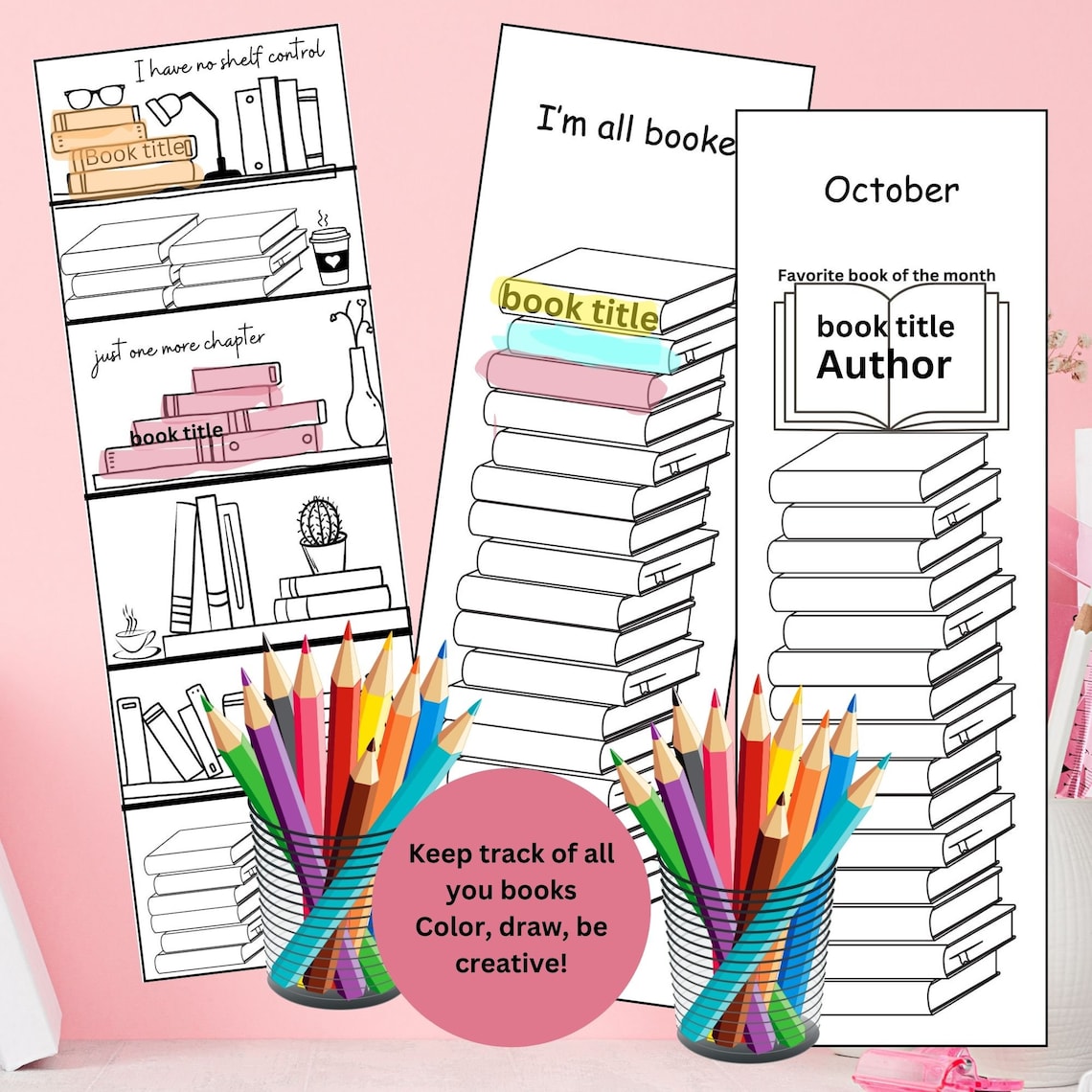 Printable Book Tracker Bookmark, Bookshelf Bookmark, 2025 Reading ...