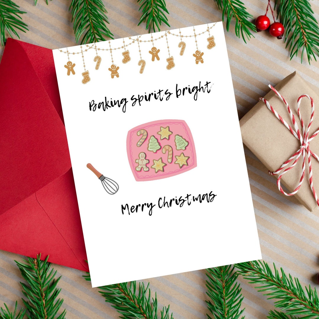 Folded Christmas Card Printable Holiday Card Baking Spirits - Etsy