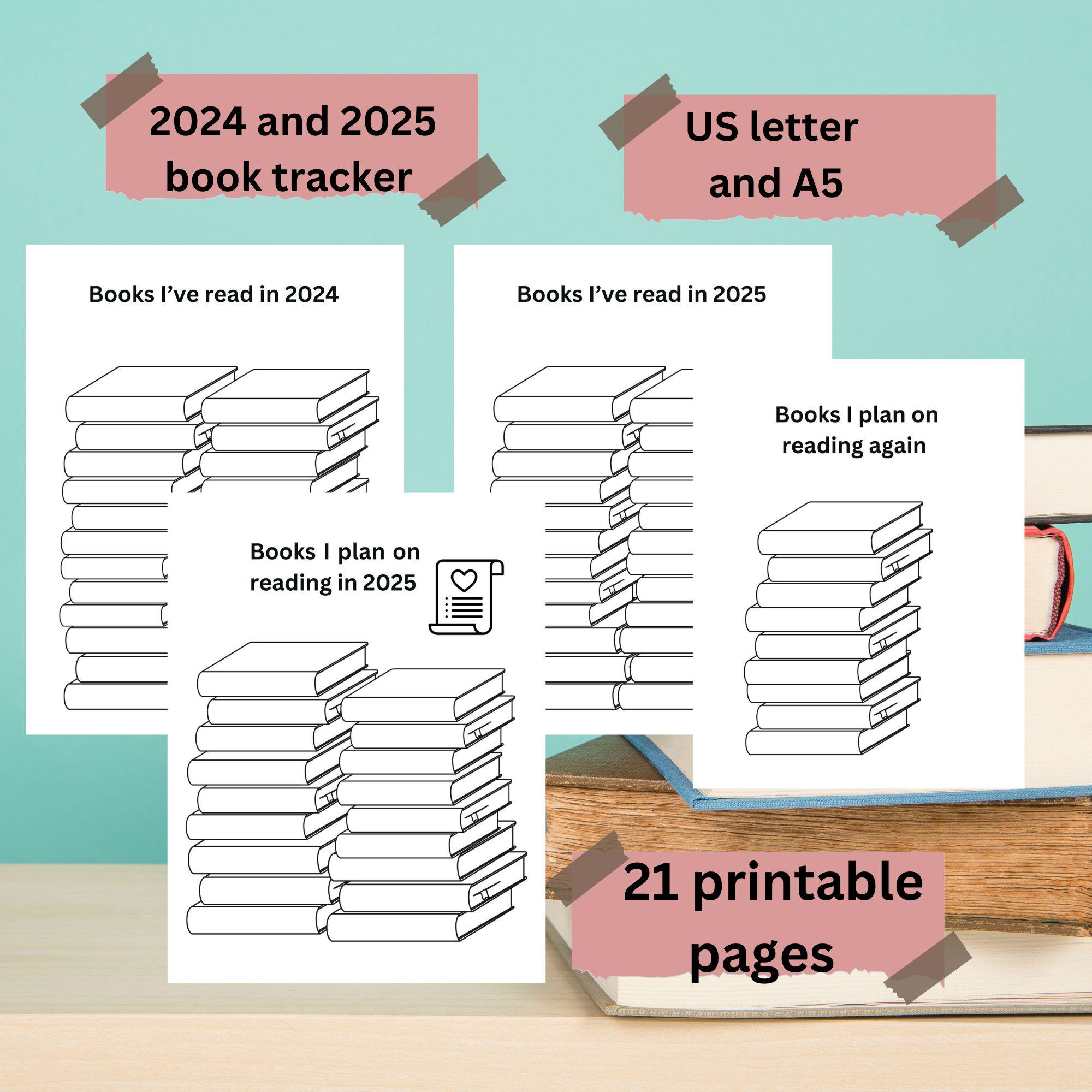 Stack of Books Book Tracker Bundle Printable, Reading Tracker Journal ...