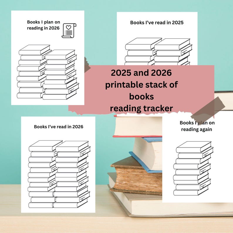 2026 Book Tracker Printable Bundle: Reading Journal (PDF), Stack of ...