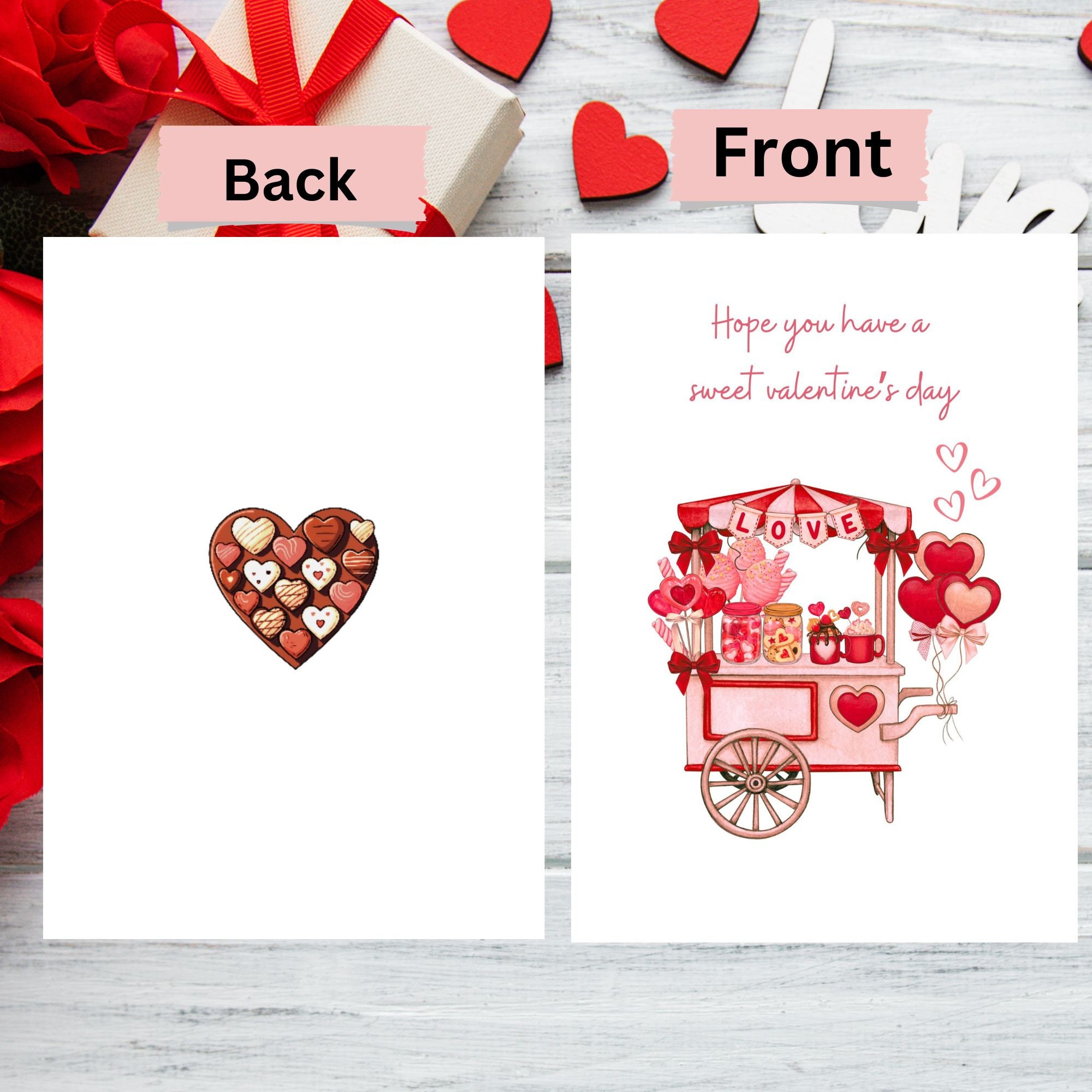 Printable Valentines Day Cards, Digital Valentines Cards, Sweet Pink ...