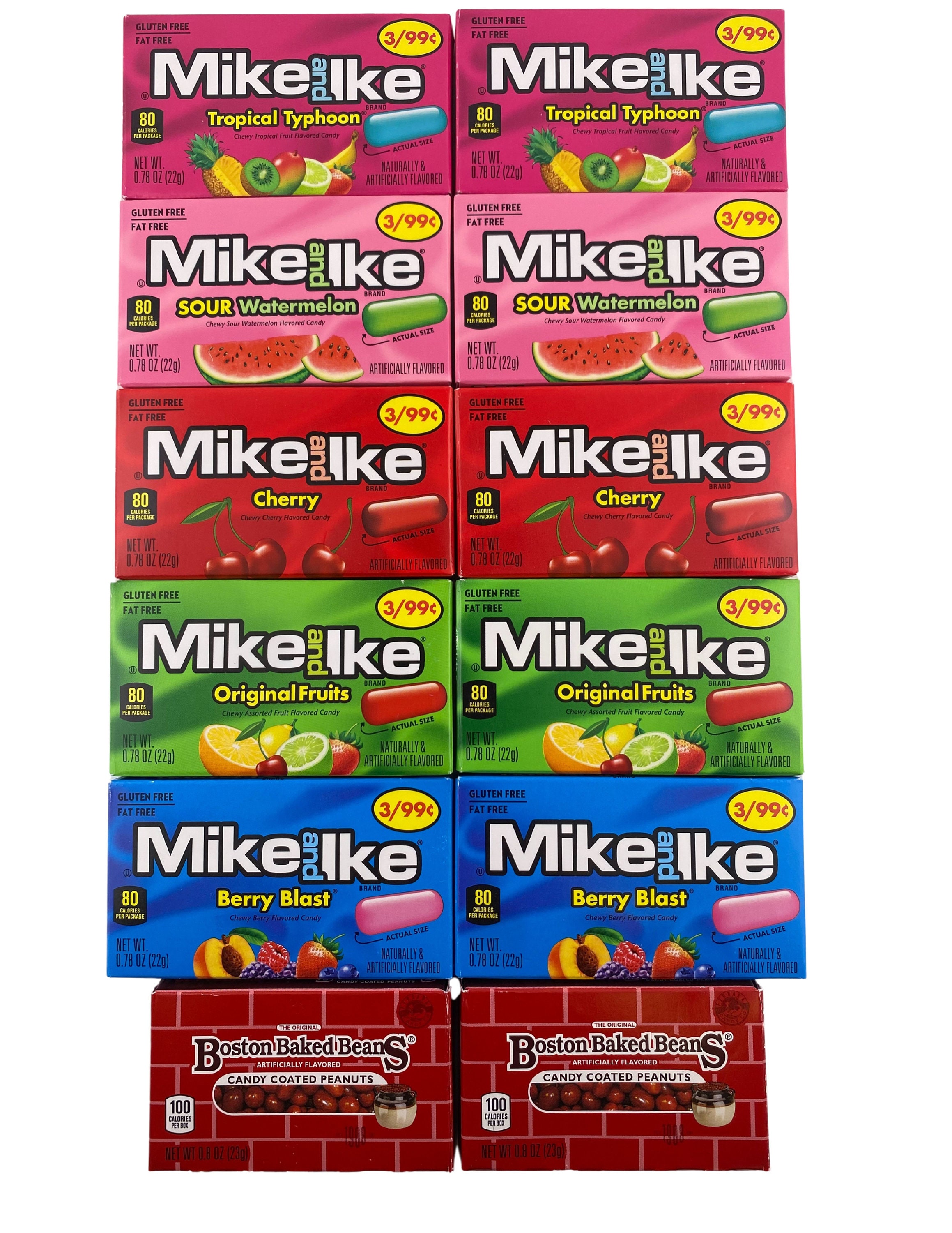 Mike and Ike Candy Bundle 2 Sour Watermelon 2 Cherry 2 Original Fruits 2 Tropical Typhoon 2 ...