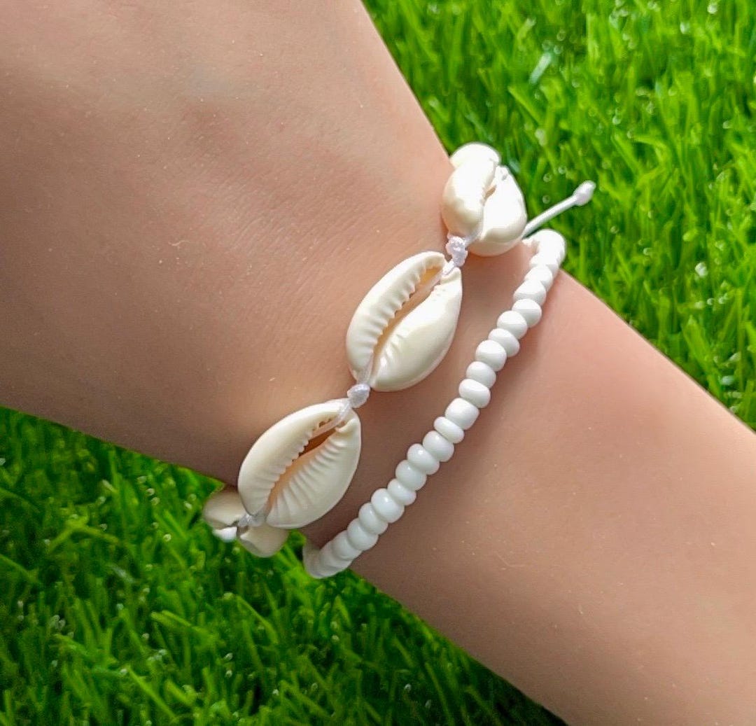 Preppy Cowrie Shell Bracelet Beachy Boho Chic Summer Wrist Accessory ...
