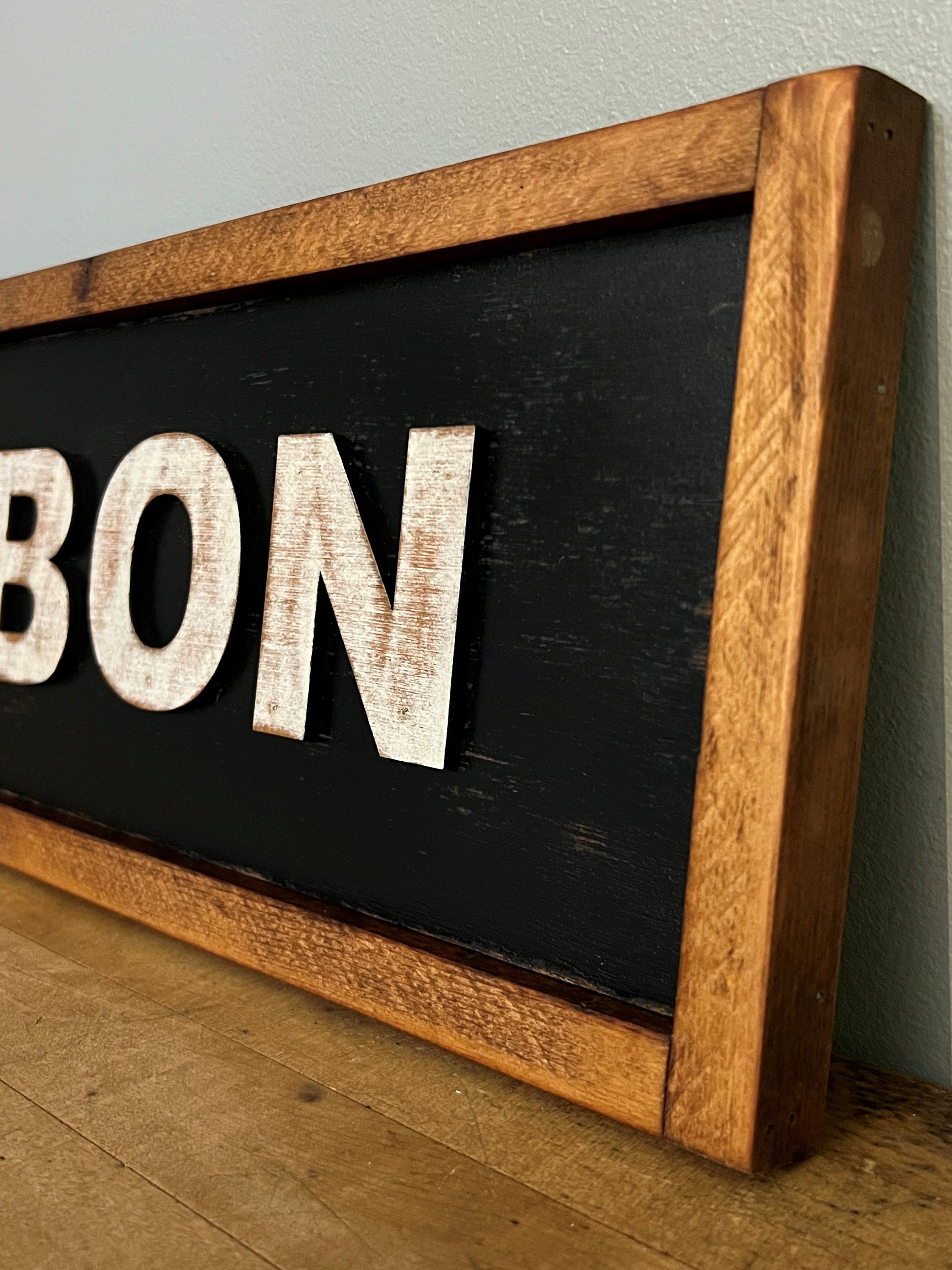 Bourbon Bar Sign, Wood Bourbon Sign, Distressed, Farmhouse - Etsy