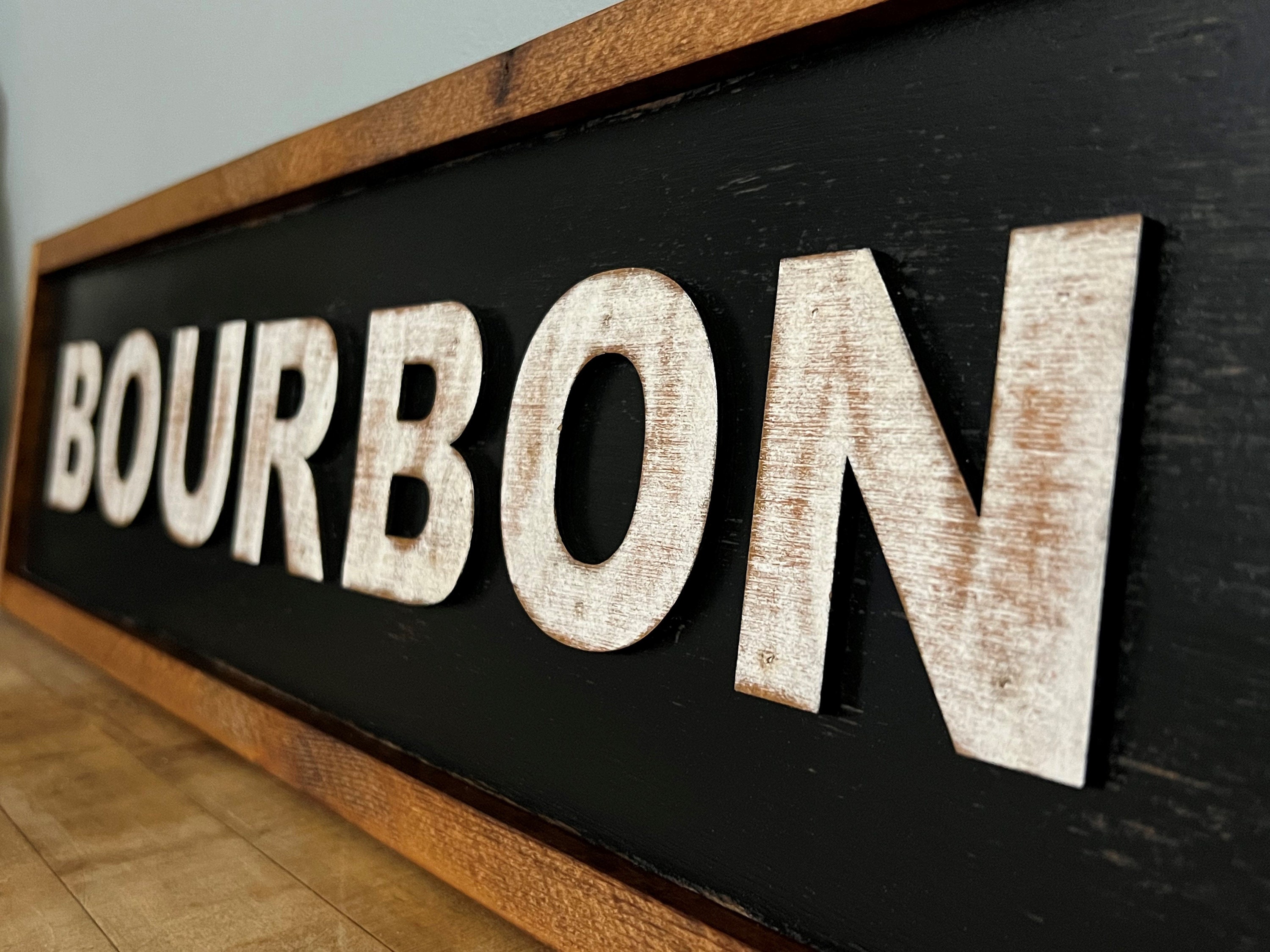 Bourbon Bar Sign, Wood Bourbon Sign, Distressed, Farmhouse - Etsy