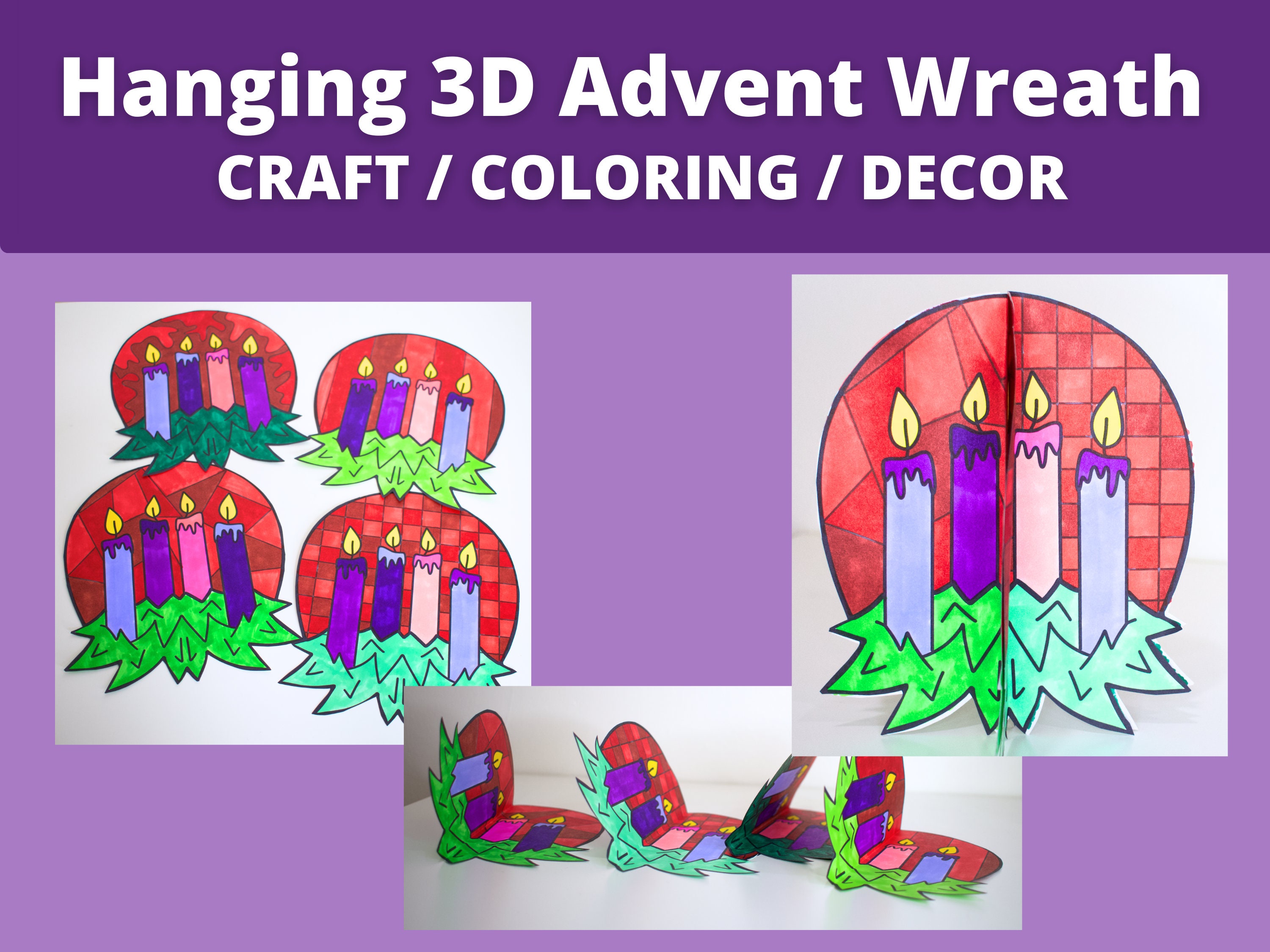 Printable Advent Wreath Coloring Page Craft for Catholic Christian Kids ...