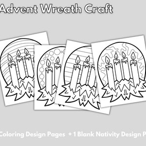 Printable Advent Wreath Coloring Page Craft for Catholic Christian Kids ...