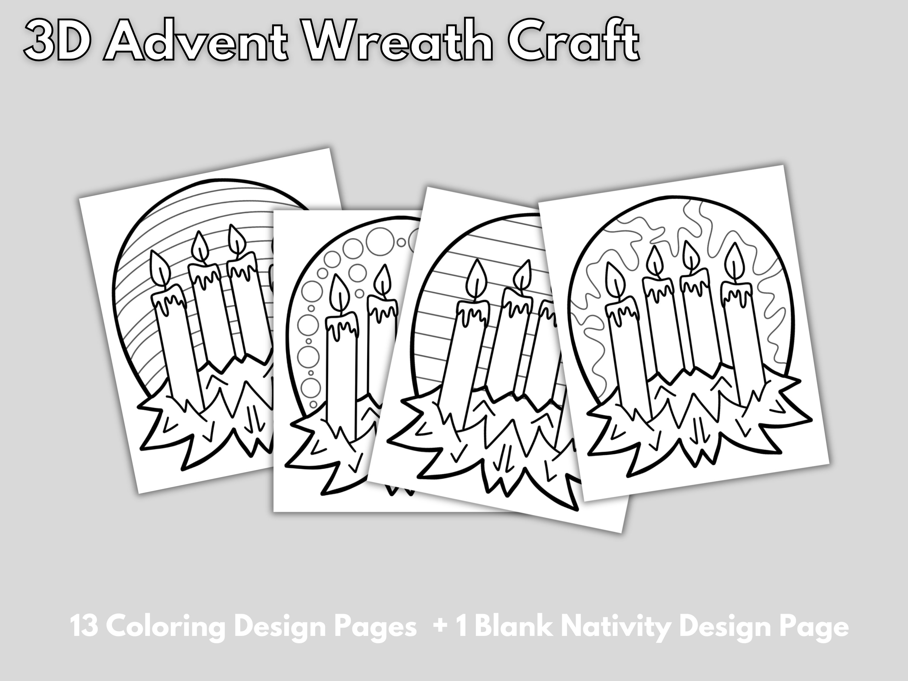 Printable Advent Wreath Coloring Page Craft for Catholic Christian Kids ...