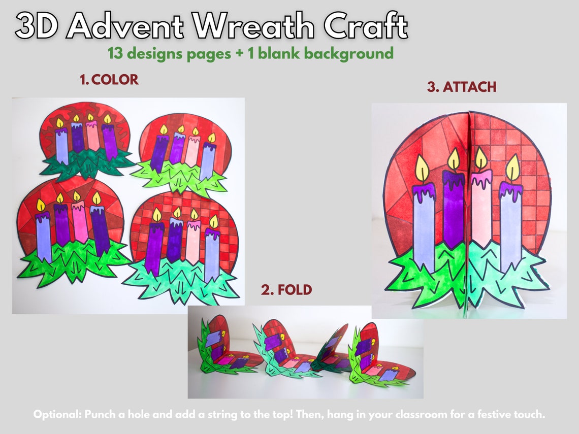 Printable Advent Wreath Coloring Page Craft for Catholic Christian Kids ...