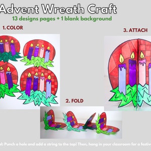 Printable Advent Wreath Coloring Page Craft for Catholic Christian Kids ...