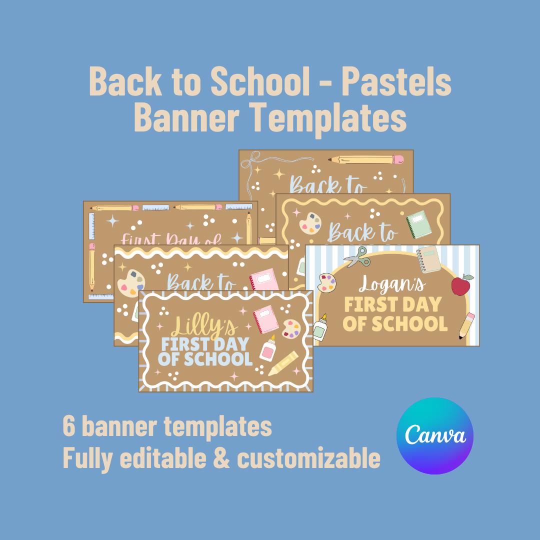 Pastel Back to School Banner Templates, DIY Painting (canva) - Etsy