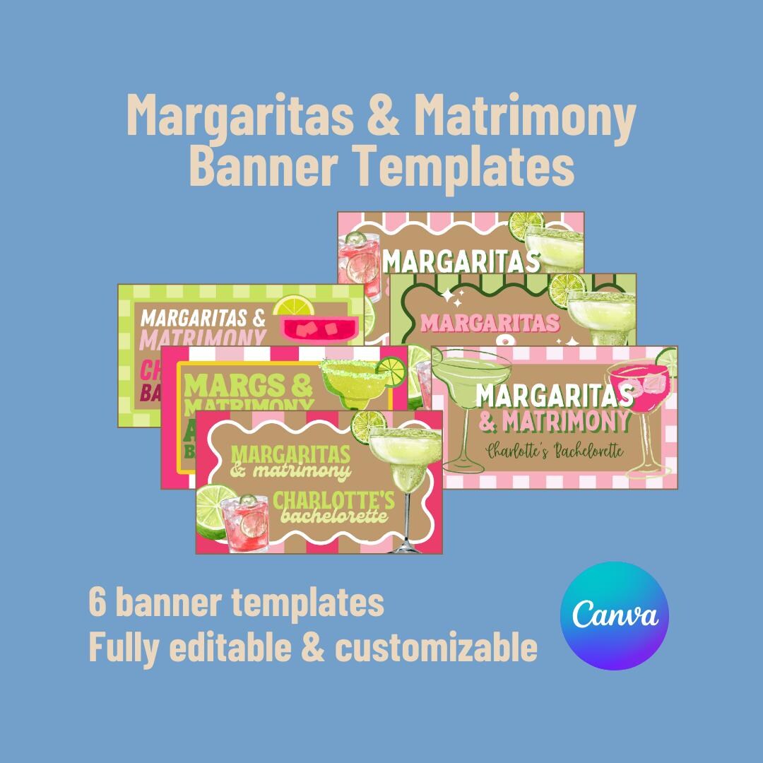 Margs and Matrimony Banner Templates | Canva Bachelorette Party Decor ...