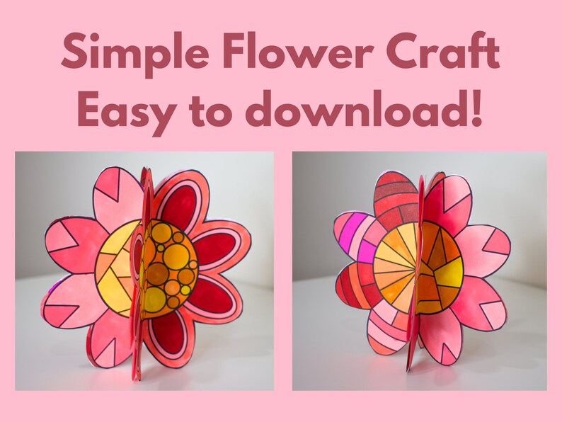 3D Flower Coloring Page Craft, Spring & Summer Activity (printable ...