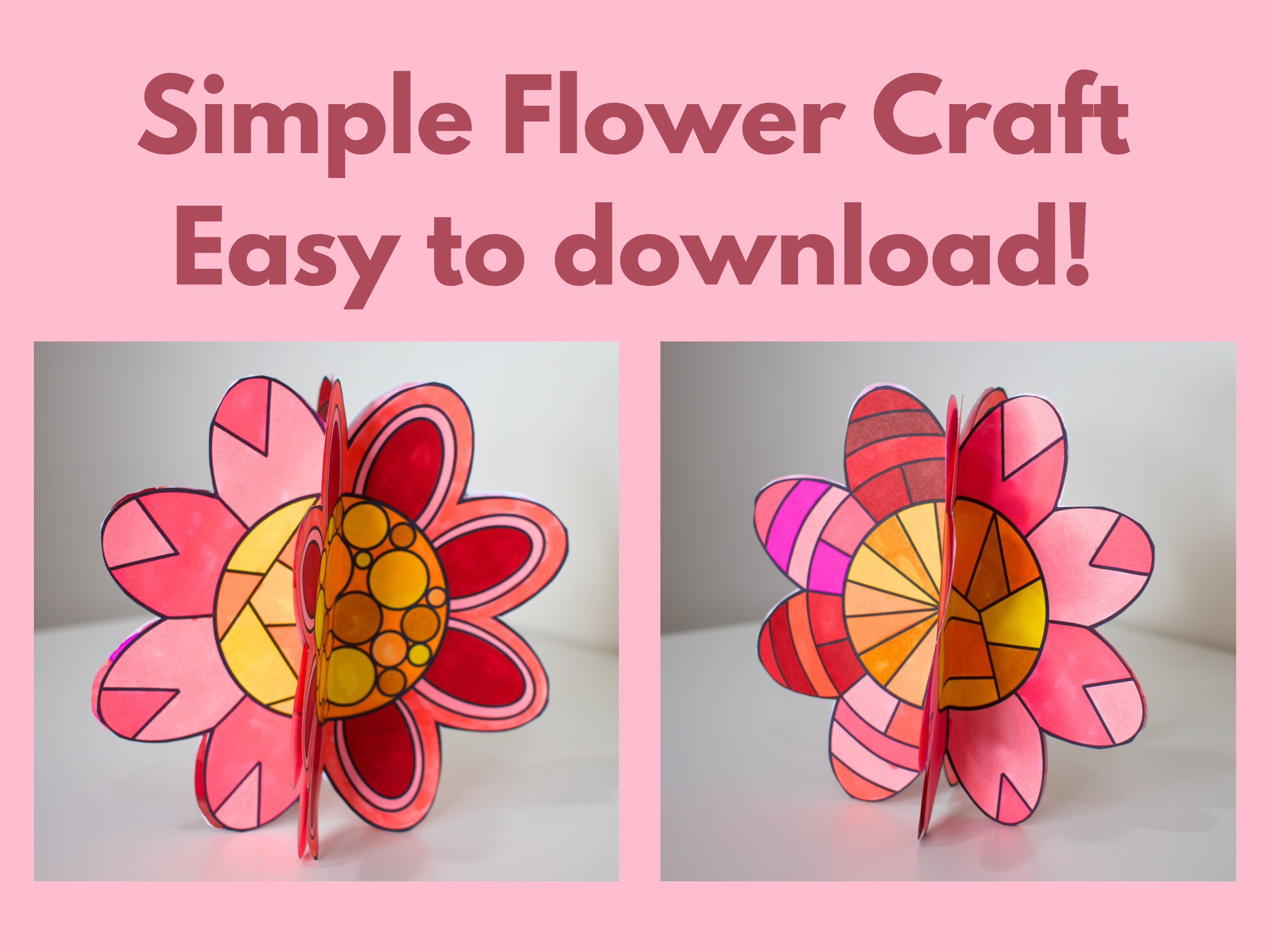 3D Flower Coloring Page Craft, Spring & Summer Activity (printable) - Etsy
