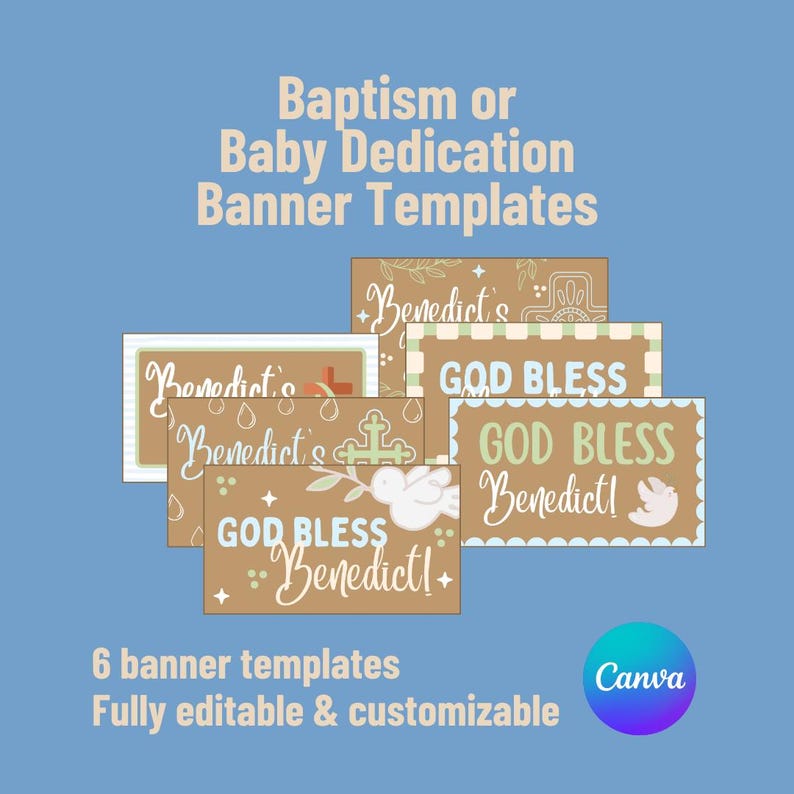 Baptism Banner Templates | Editable Christian Baby Dedication (digital ...