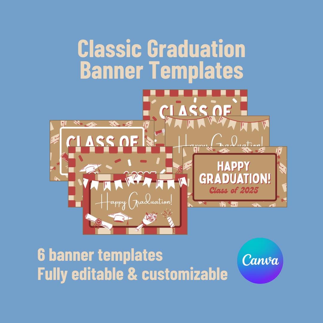 Graduation Banner Templates, DIY Party Decor (canva Template) - Etsy