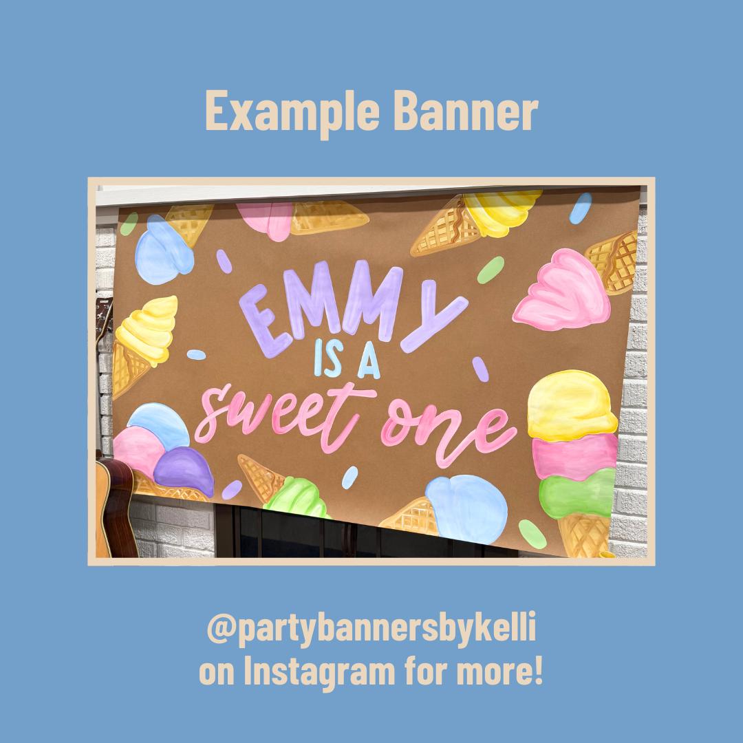 Sweet One Ice Cream Birthday Banner Templates (canva Digital Download ...