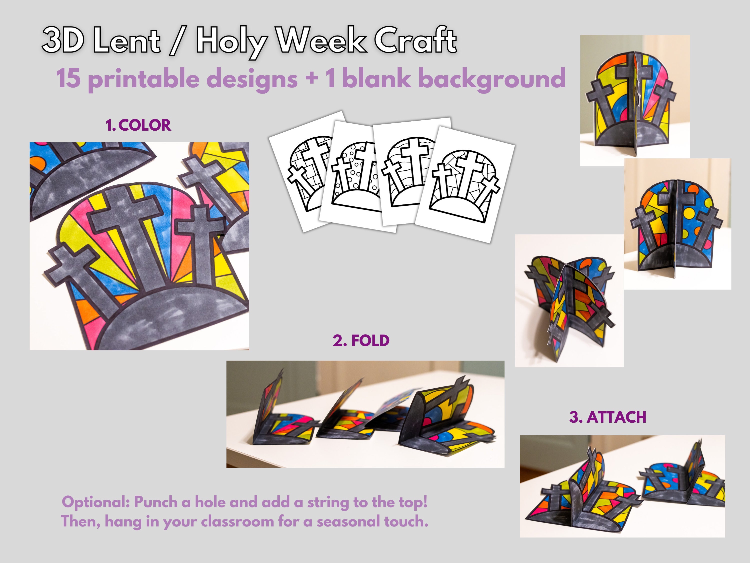 Holy Week Coloring Page Craft: 3D Lent Activity (printable) - Etsy ...