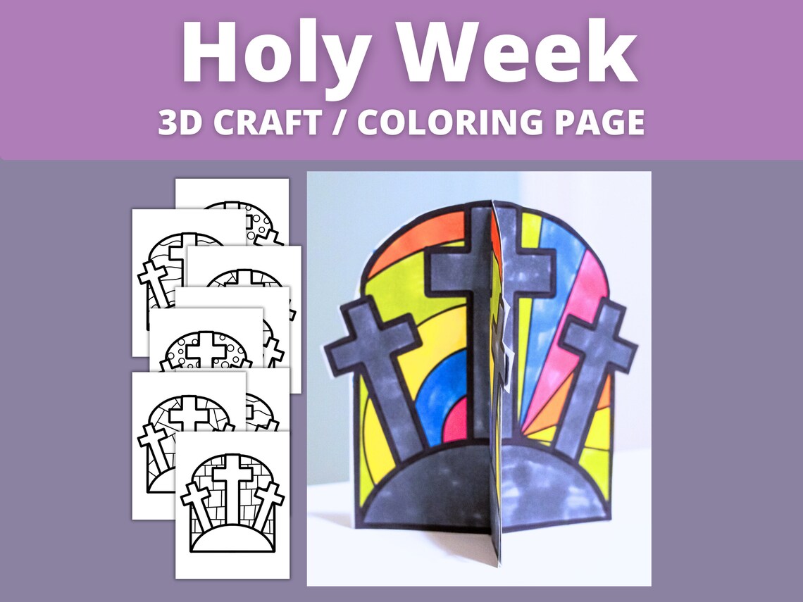 Holy Week Coloring Page Craft: 3D Lent Activity (printable) - Etsy