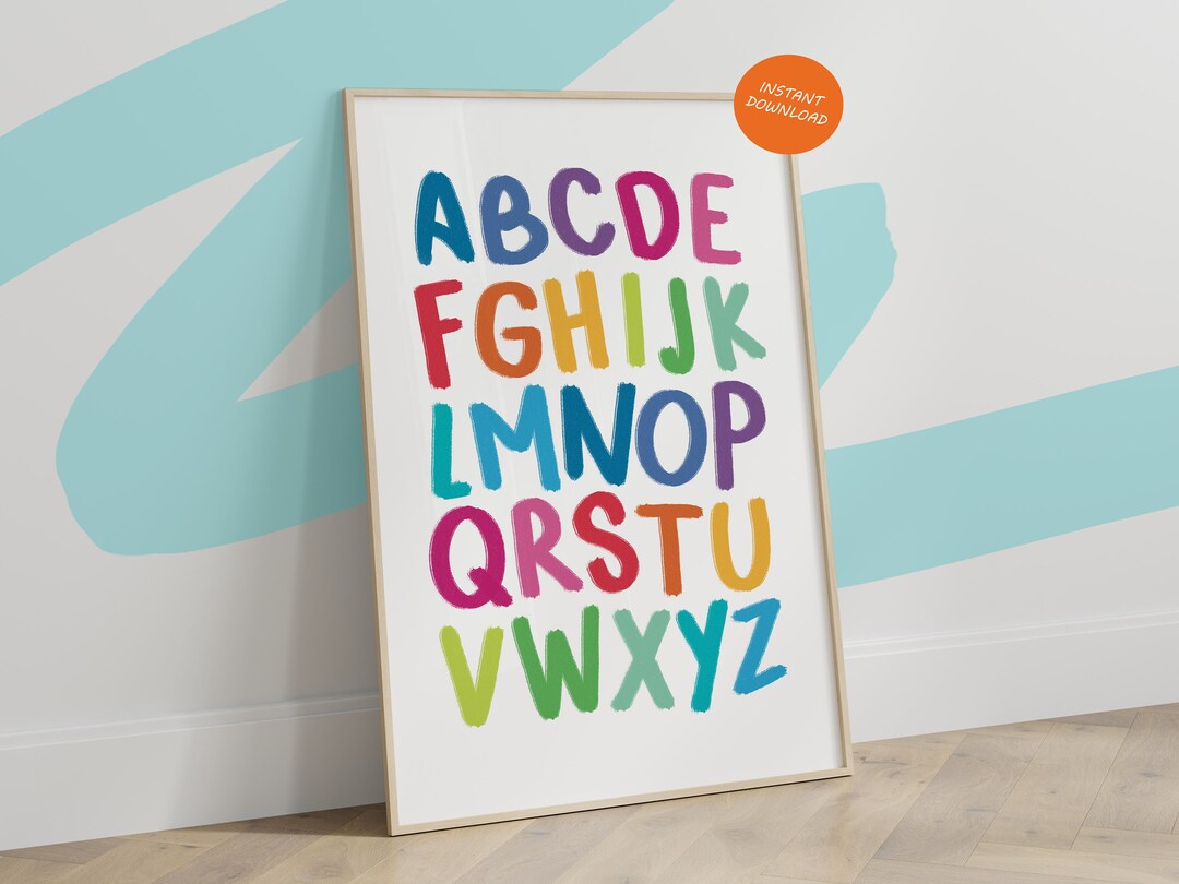 ABC Rainbow Print, Alphabet Poster, Kids Room Decor, Educational Wall ...