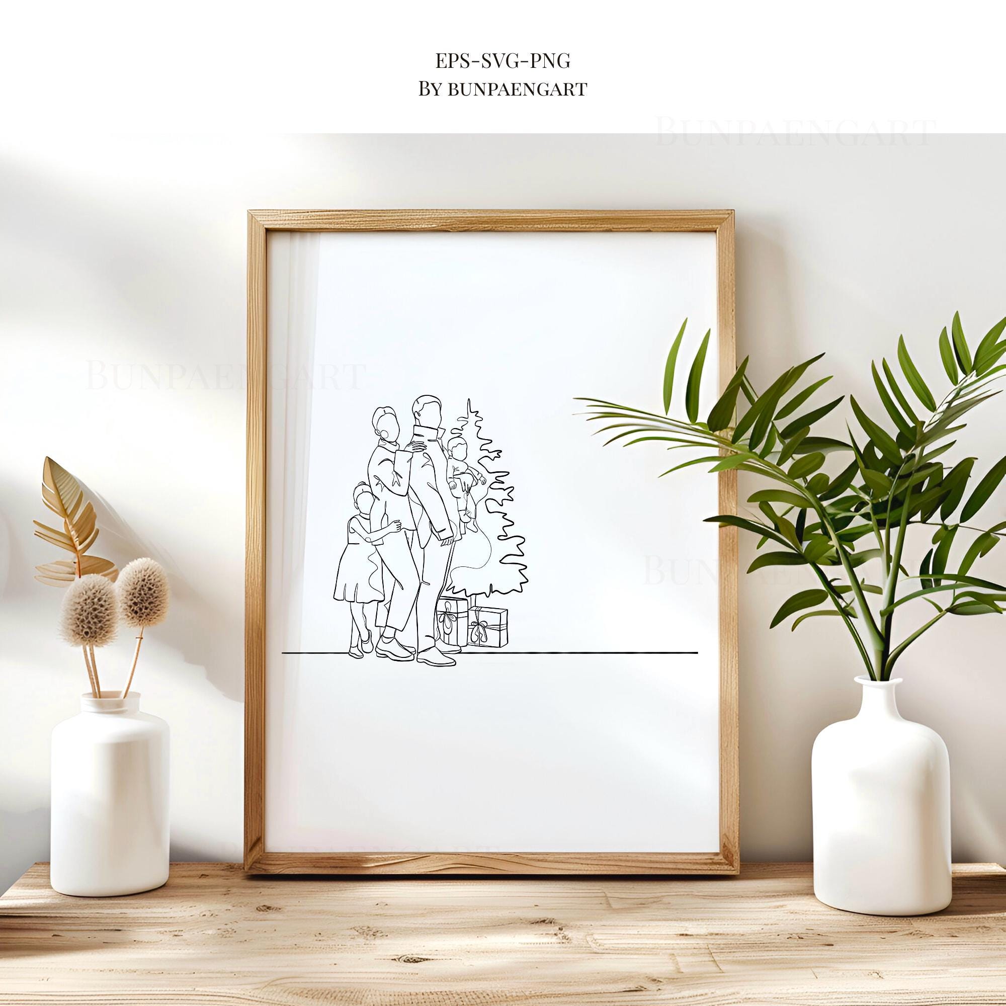 Christmas Family Line Art, Family Line Art, Family SVG, Christmas SVG ...