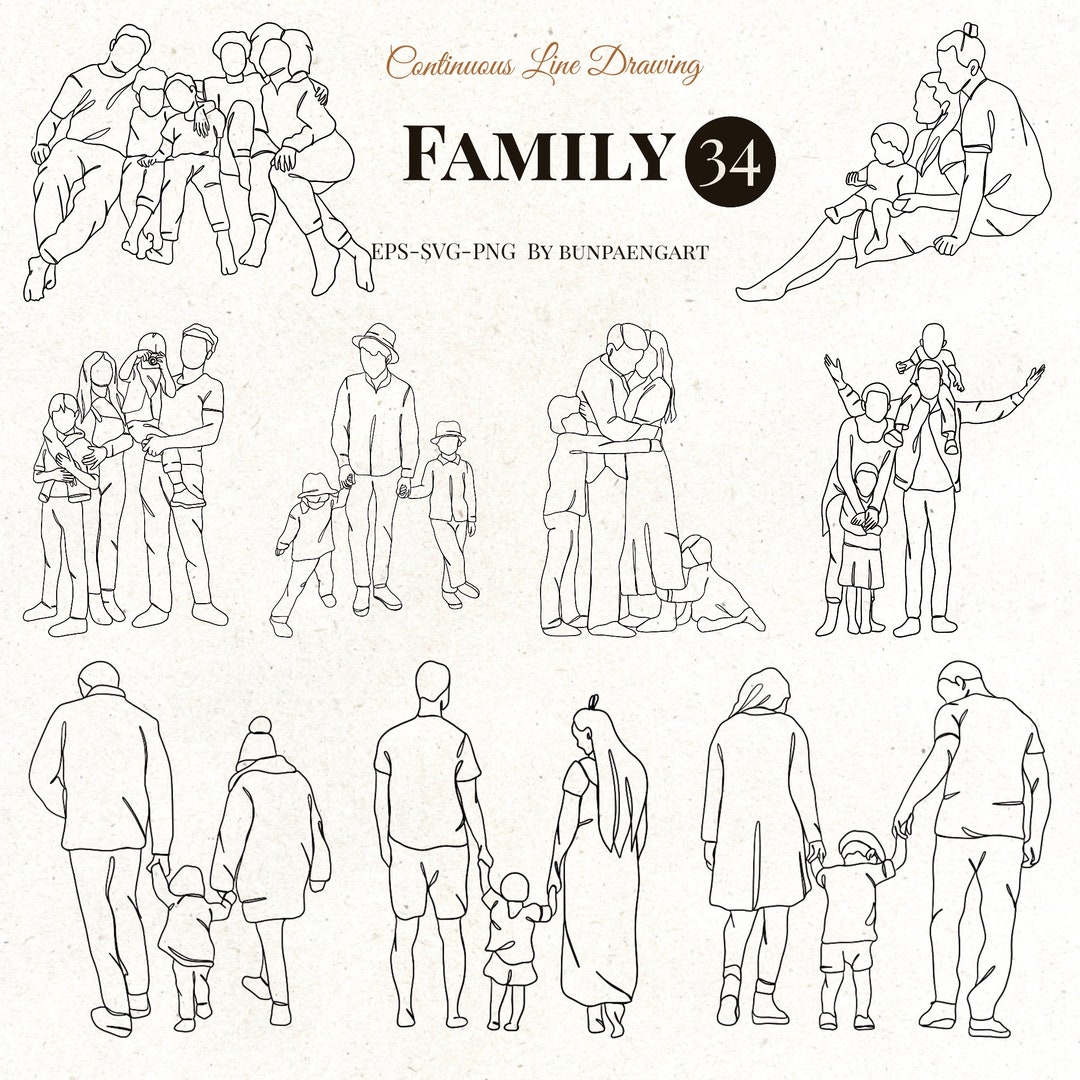 Family Clipart, Abstract Family Line Art, Family Line Drawing, Family ...