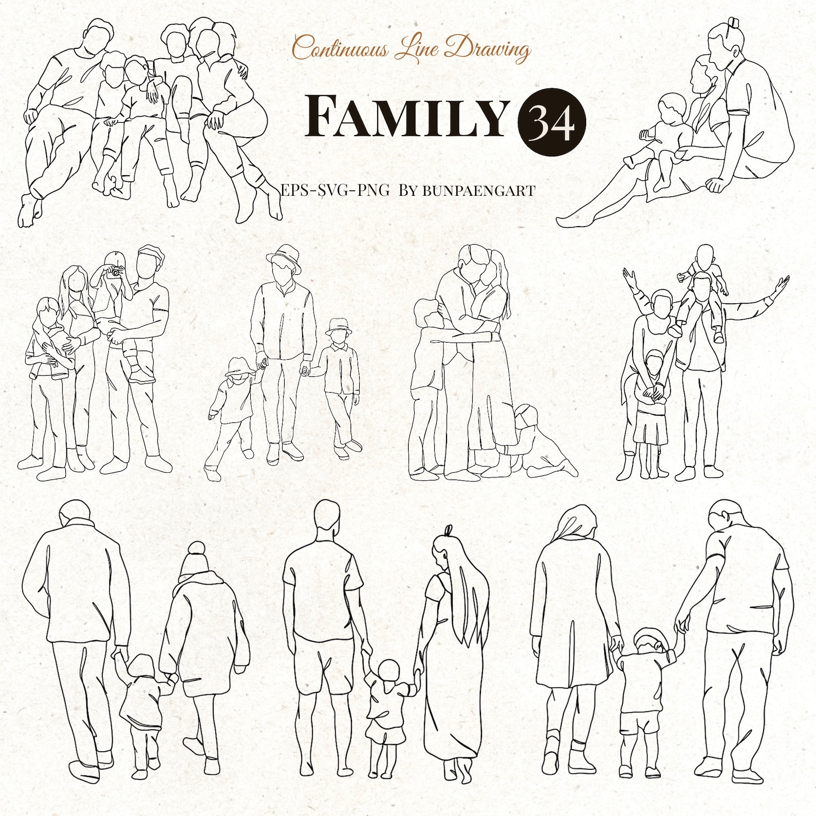 Family Clipart, Abstract Family Line Art, Family Line Drawing, Family ...
