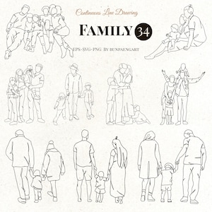 Family Clipart, Abstract Family Line Art, Family Line Drawing, Family ...