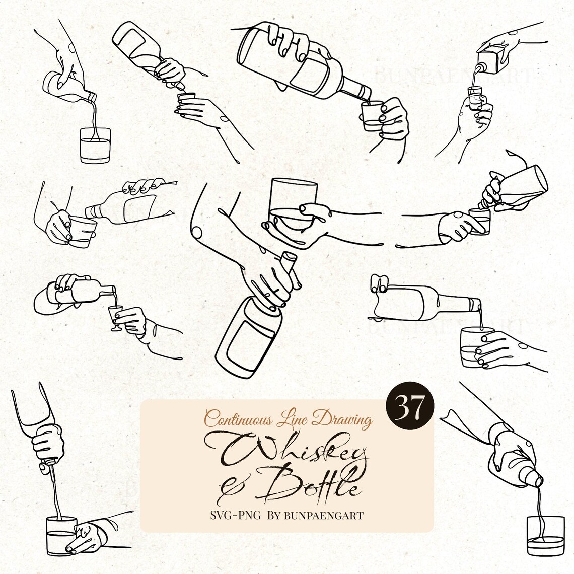 Whiskey and Bottle Line Art, Minimalist Whiskey Line Art SVG, Whiskey ...