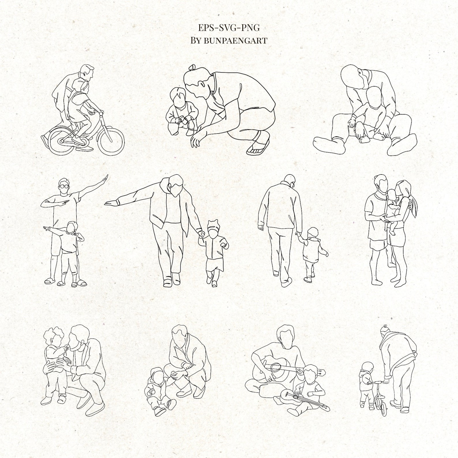 Father Line Art, Dad and Baby Line Art, Father SVG, Abstract Father ...