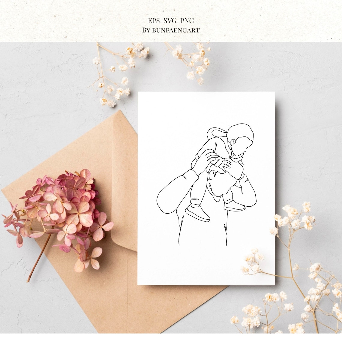 Father Line Art, Dad and Baby Line Art, Father SVG, Abstract Father ...