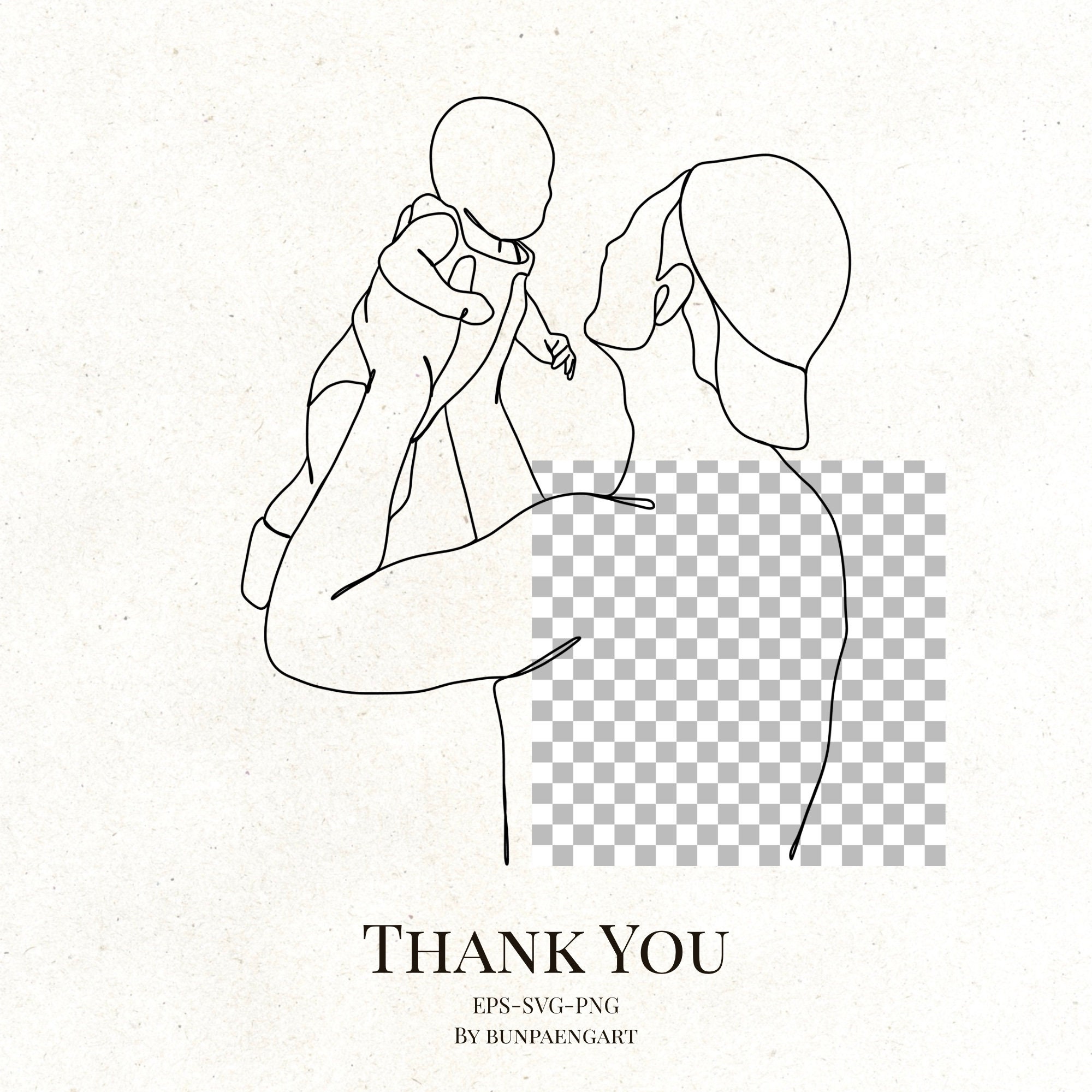 Father Line Art, Dad and Baby Line Art, Father SVG, Abstract Father ...