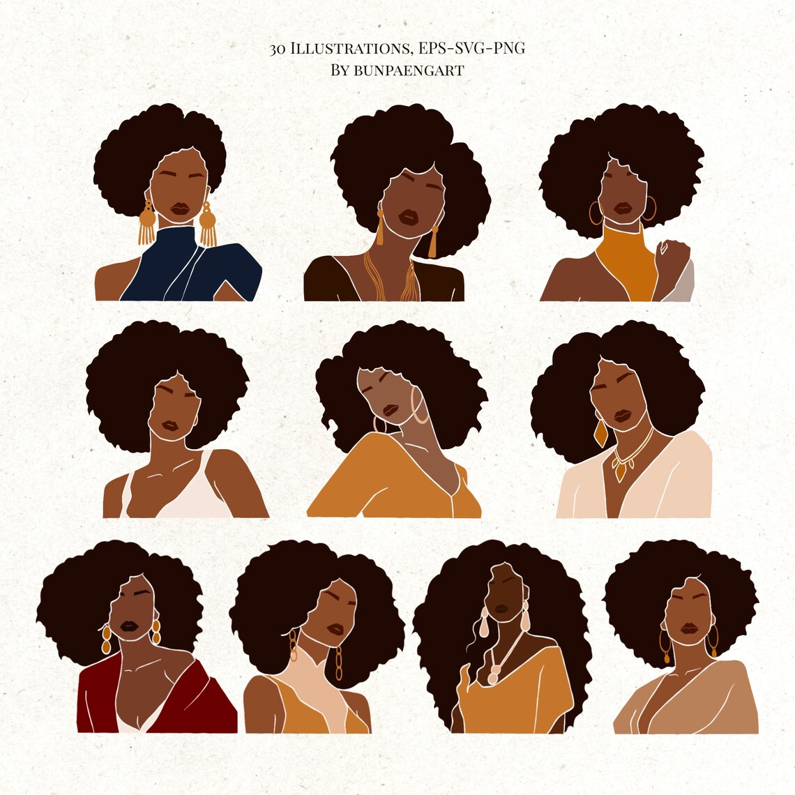 Abstract Woman Clipart, Afro Woman SVG, Black Afro Woman SVG Clip Art ...