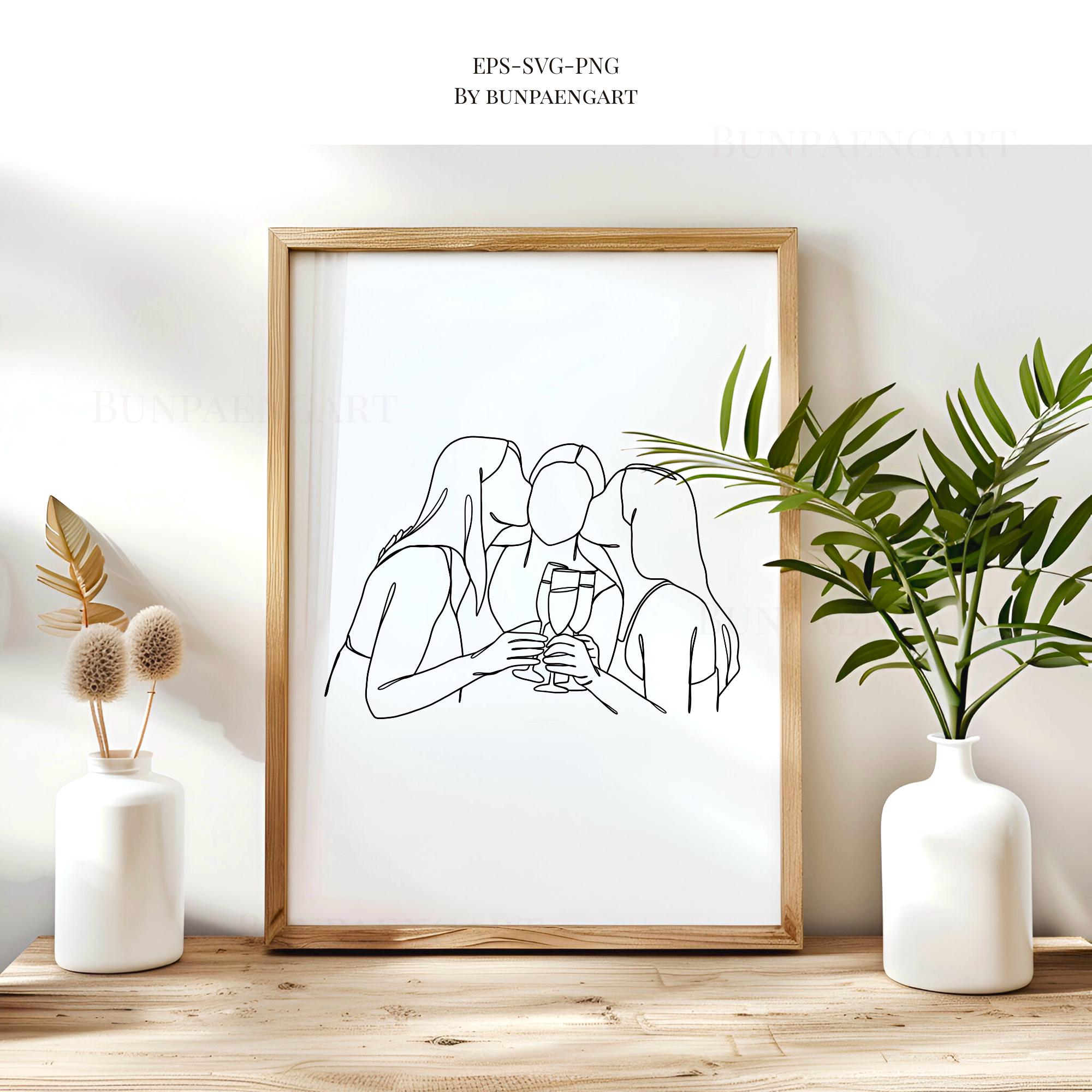 Celebration Line Art, Celebration Svg, Party Clipart, Female Line Art ...
