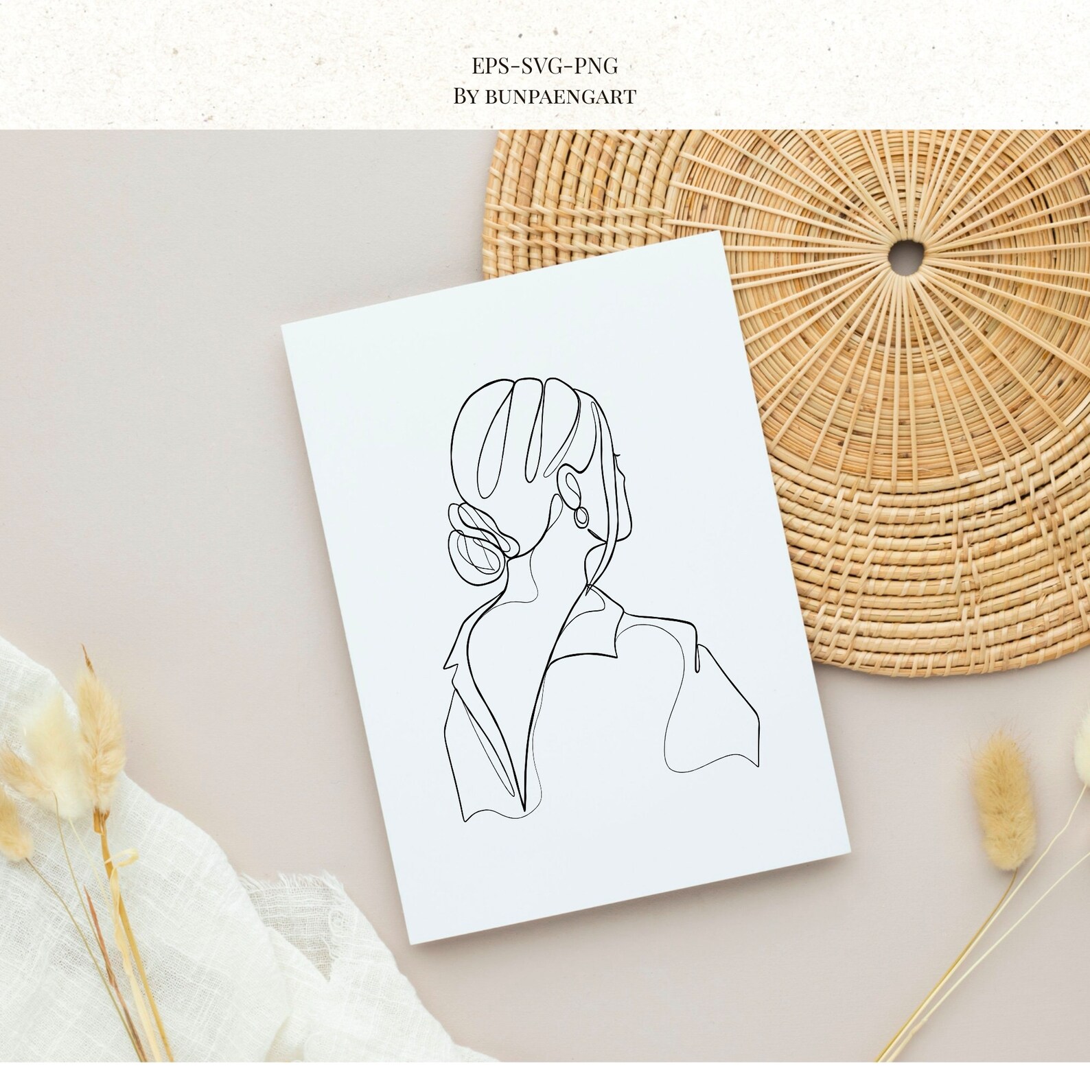 Hair Bun Girl Line Art, Hair Bun Line Art, Hair Bun Woman SVG, Woman ...