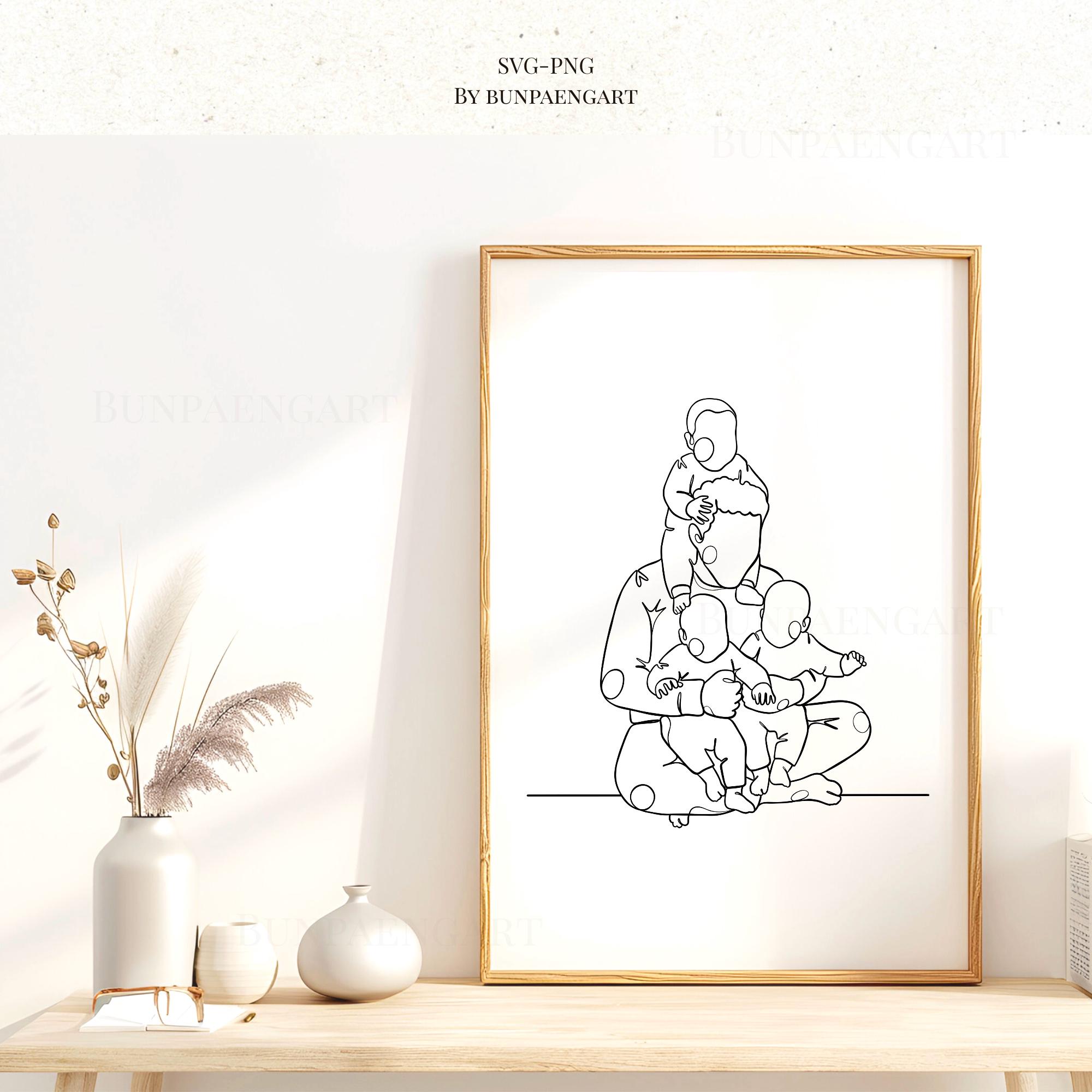 Father and Child SVG Bundle, Father Line Art, Dad and Baby Line Art ...