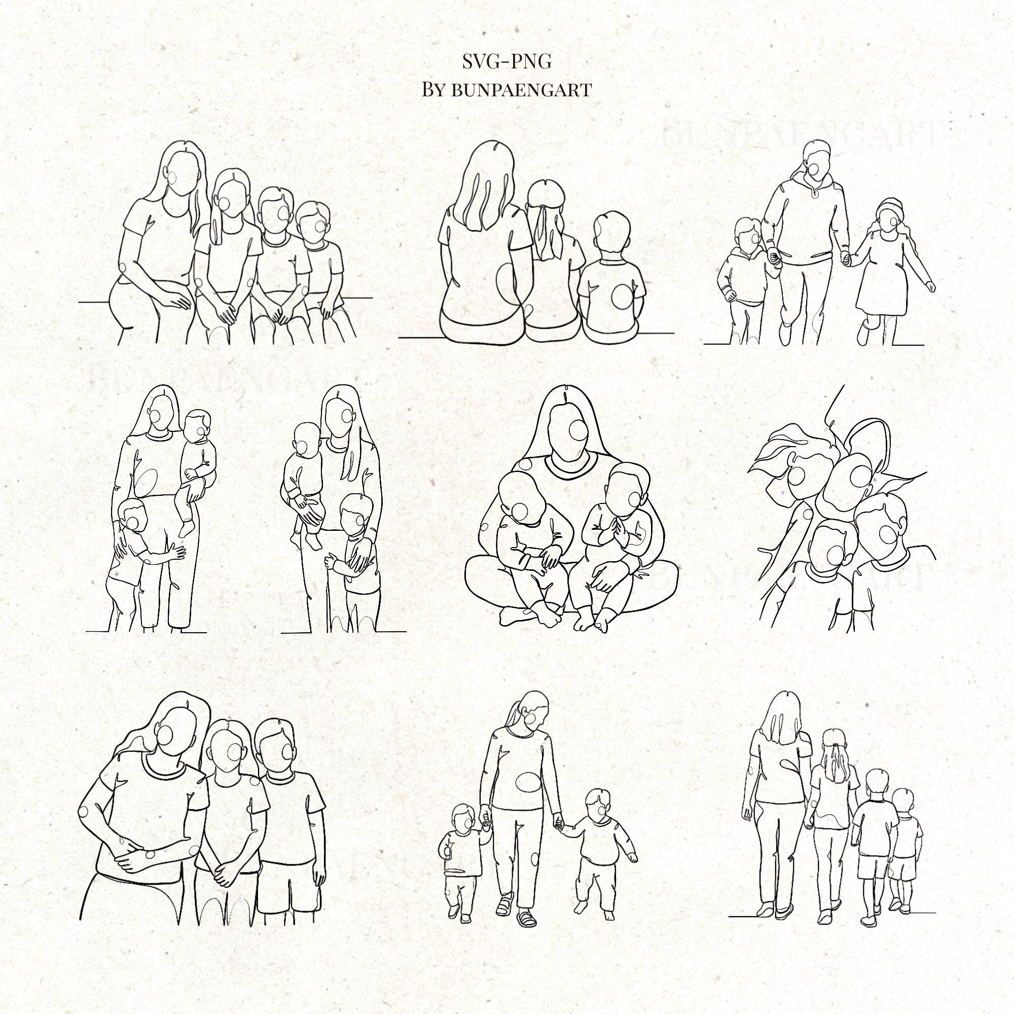 Mother and Child SVG Bundle, Mother Line Art, Mom and Baby Line Art ...