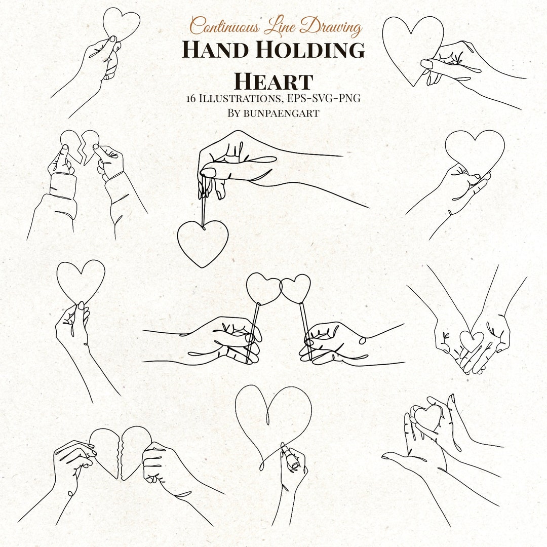 Hand Holding Heart, Hand Heart Svg, heart Clipart, hand Heart Line Art ...