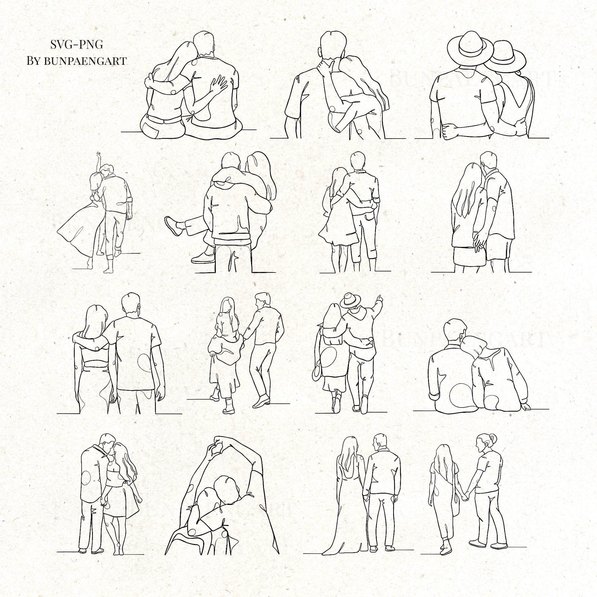 Romantic Couple Line Art, Couple Line Art, Love Couple SVG, Valentine ...